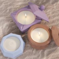 China DIY crystal dropper cement cup creative octagonal square cut gypsum candle cup ornament silicone mold for sale