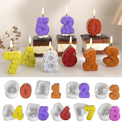 China DIY rose Arabic numeral candle ornament silicone mold aromatherapy gypsum resin drip mold for sale