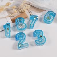 China DIY crystal resin drop glue Arabic numerals quicksand keychain pendant pendant silicone mold for sale