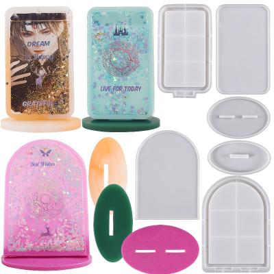 China DIY crystal dropper resin quicksand ornament rectangular elliptical quicksand photo frame table silicone mold for sale