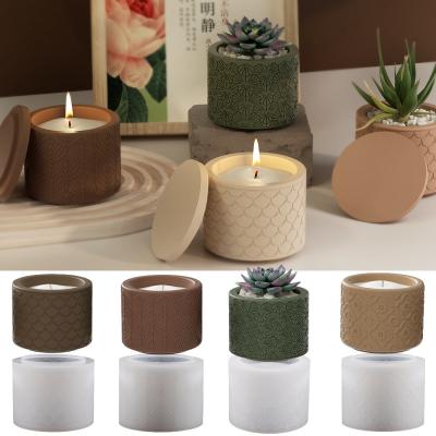 China DIY crystal drip glue cement fish scale leaf pattern flower pot storage box gypsum candle cup ornament silicone mold for sale