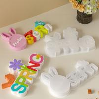 China New Easter letter silicone mold DIY chicken rabbit flower letter ornament gypsum mold for sale