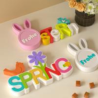 China New Easter letter silicone mold DIY chicken rabbit flower letter ornament gypsum mold for sale