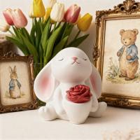 China Easter bunny holding vase flower silicone mold DIY aromatherapy gypsum bunny candle stand mold for sale