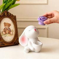 China Easter bunny holding vase flower silicone mold DIY aromatherapy gypsum bunny candle stand mold for sale
