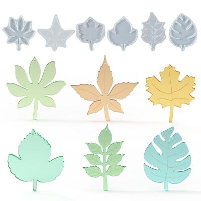 China DIY crystal drop glue leaf resin grinding tool irregular maple leaf turtle back leaf coaster silicone mold for sale