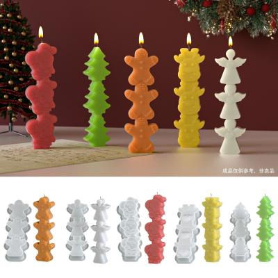 China DIY Drip Glue Gypsum Triple Connection Santa Claus Christmas Tree Gingerbread Man Elk Angel Candle Mold for sale