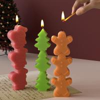 China DIY Drip Glue Gypsum Triple Connection Santa Claus Christmas Tree Gingerbread Man Elk Angel Candle Mold for sale