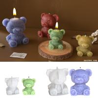 China 3D sitting and standing flower skirt teddy bear gypsum jewelry mold DIY aromatherapy candle ornament silicone mold for sale