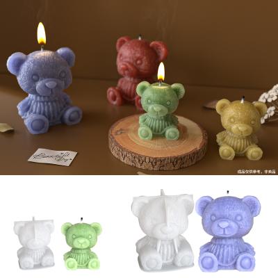 China 3D sitting and standing flower skirt teddy bear gypsum jewelry mold DIY aromatherapy candle ornament silicone mold for sale