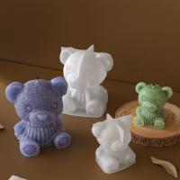 China 3D sitting and standing flower skirt teddy bear gypsum jewelry mold DIY aromatherapy candle ornament silicone mold for sale