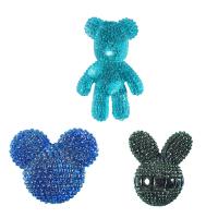 China DIY crystal dropper mold 3D diamond bear rabbit violent bear keychain backpack buckle silicone mold for sale