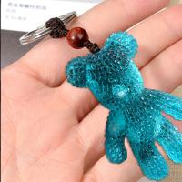 China DIY crystal dropper mold 3D diamond bear rabbit violent bear keychain backpack buckle silicone mold for sale