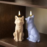 China Crystal Drip Glue 3D Sitting Wolf Dog Ornament DIY Candle Aromatherapy Gypsum Silicone Mold Wholesale for sale