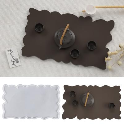 China Crystal DIY Dropping Glue Shaped Large Rectangular Pendulum Mold Irregular Rectangular Fruit Tray Tray Gypsum Silicone Mold for sale