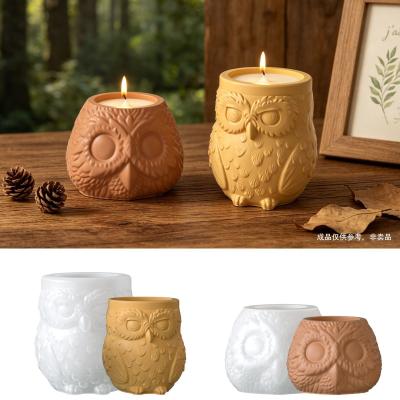 China Cross border new product owl storage can silicone mold DIY aromatherapy gypsum candle cup dropper mold for sale