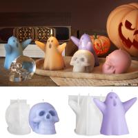 China Halloween Dropping Gel Skull Ghost 3D Stereoscopic Grinding Tool DIY Gypsum Aromatherapy Candle Silicone Mold for sale