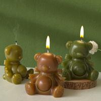 China Aromatherapy Gypsum Bow Bear Silicone Mold DIY Sitting Big Belly Bear Candle Mold for sale