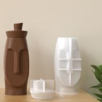 China Geometric Face Vase Storage Jar Gypsum Mold DIY Aromatherapy Resin Gypsum Ornament Silicone Mold for sale