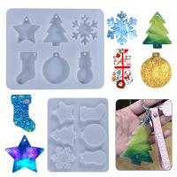 China DIY crystal dropper mold Christmas snowflake snowman tree boots bell series pendant silicone mold for sale