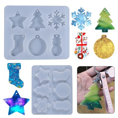 China DIY crystal dropper mold Christmas snowflake snowman tree boots bell series pendant silicone mold for sale