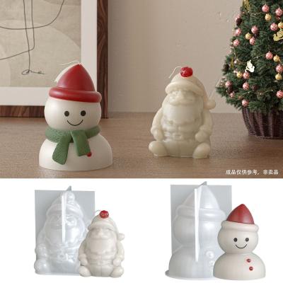 China Aromatherapy gypsum Christmas snowman ornament silicone mold DIY Christmas candle decoration mold for sale