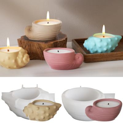 China DIY Gypsum Cement Aromatherapy Candle Cup, Polka Dot Striped Conch Mirror Resin Creative Ornament, Silicone Mold for sale