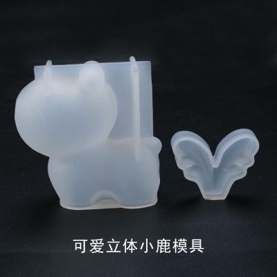 China DIY Crystal Dropper Mold, 3D Cute Deer Antler Doll Decoration Ornament Silicone Mold for sale