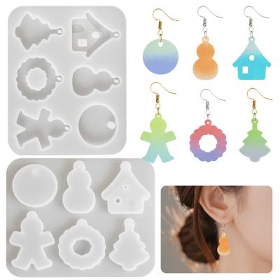 China DIY crystal dropper Christmas pendant hanging snowman house Christmas tree earrings hanging silicone mold for sale