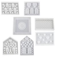 China DIY resin plaster house small night light splicing Christmas house candle base silicone mold for sale