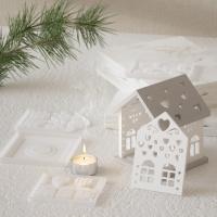 China DIY resin plaster house small night light splicing Christmas house candle base silicone mold for sale