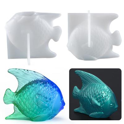 China DIY crystal dropper resin grinding tool, three-dimensional flat goldfish table decoration, silicone mold wholesale for sale