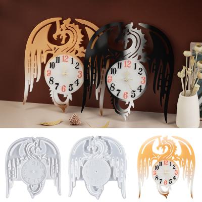 China DIY Dragon Flying Clock Dropping Mold Simple Watch Movement Arabic numerals Dial Ornament Silicone Mold for sale