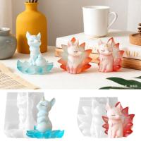 China Nine Tailed Fox 3D Stereoscopic Silicone Mold DIY Aromatherapy Gypsum Candle Expansion Stone Fox Pendant Dropping Mold for sale