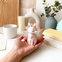 China Nine Tailed Fox 3D Stereoscopic Silicone Mold DIY Aromatherapy Gypsum Candle Expansion Stone Fox Pendant Dropping Mold for sale