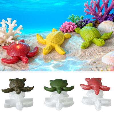 China 3D Turtle Silicone Mold DIY Aromatherapy Candle Gypsum Marine Animal Ornament Dropping Mold for sale