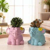 China Cross border new product elephant flower pot storage jar silicone mold DIY elephant vase candle cup gypsum mold for sale