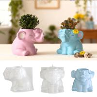 China Cross border new product elephant flower pot storage jar silicone mold DIY elephant vase candle cup gypsum mold for sale