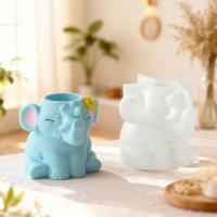 China Cross border new product elephant flower pot storage jar silicone mold DIY elephant vase candle cup gypsum mold for sale