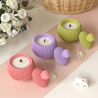 China Ins style vertical stripe storage jar drip glue mold DIY spherical top aromatherapy gypsum candle cup ornament silicone mold for sale