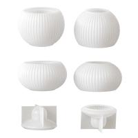 China Ins style vertical stripe storage jar drip glue mold DIY spherical top aromatherapy gypsum candle cup ornament silicone mold for sale
