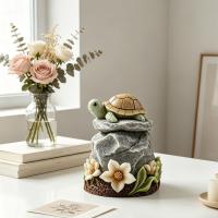 China New Longevity Turtle Rock Flower Platform Silicone Mold DIY Turtle Aromatherapy Candle Gypsum Mold for sale