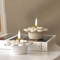 China Lotus Aromatherapy Candle Cup Candle Stand Base Silicone Mold DIY Prayer Lotus Candle Gypsum Mold for sale