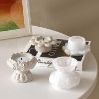China Lotus Aromatherapy Candle Cup Candle Stand Base Silicone Mold DIY Prayer Lotus Candle Gypsum Mold for sale