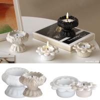 China Lotus Aromatherapy Candle Cup Candle Stand Base Silicone Mold DIY Prayer Lotus Candle Gypsum Mold for sale