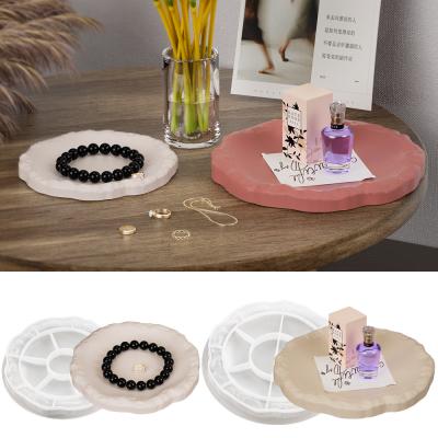 China DIY Crystal Drip Glue Gypsum Cement Relief Rock Pattern Tray Dish Storage Plate Mirror Silicone Mold for sale