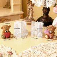China Cross border holding love roses couple teddy bear DIY aromatherapy gypsum candle ornament silicone mold for sale