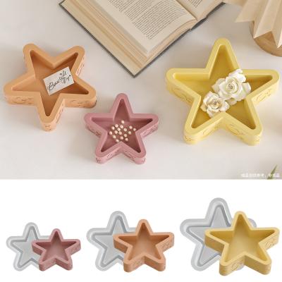 China DIY silicone mold for large, medium, and small five pointed star storage candle holders, star and moon pattern tray, gypsum mill for sale