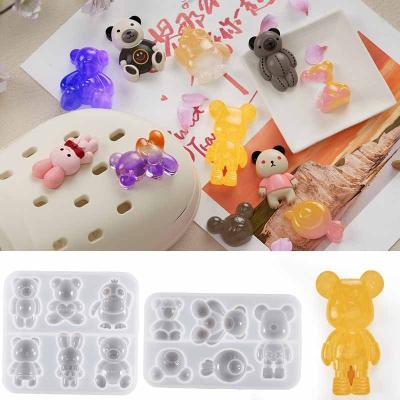 China DIY Drip Glue Love Bear Head Sitting Straight Hand Bear Little Bird Little Rabbit Hole Shoes Hairclip Patch Silicone Mold for sale