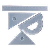 China DIY crystal dropper mold 30cm extended ruler protractor triangle ruler four piece set silicone mold for sale